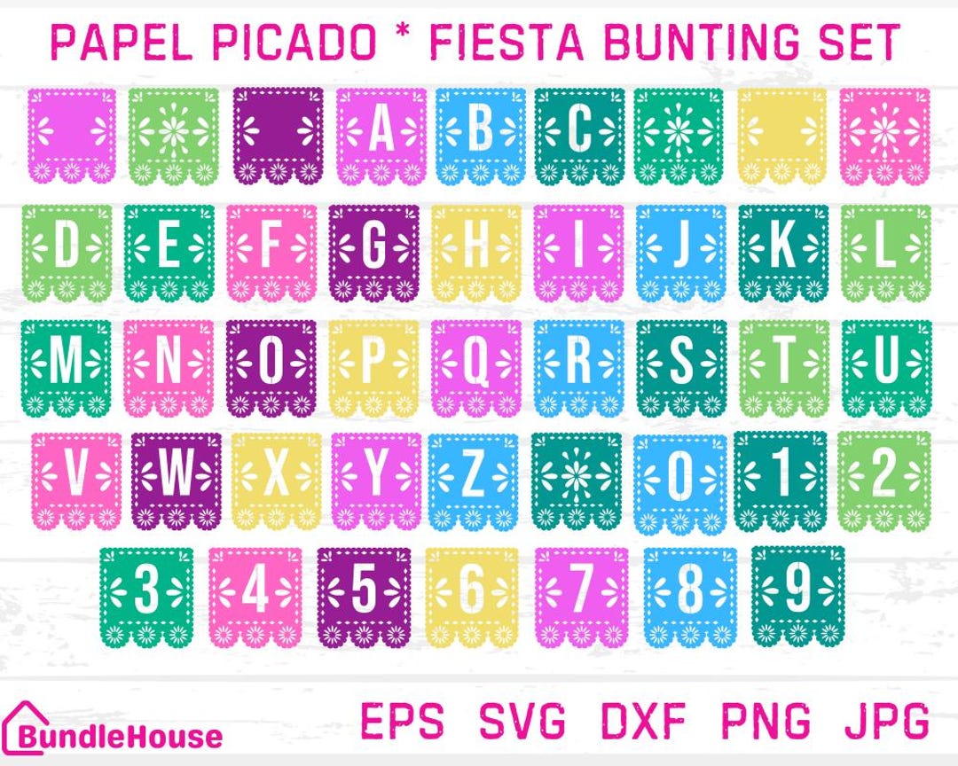 Papel Picado Svg, Alphabet Papel Picado Set, Papel Picado Clipart ...