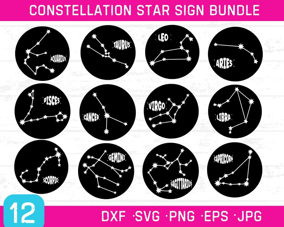 Constellations SVG Bundle, Starsigns Dxf, Star Signs, Keyring Star Sign ...