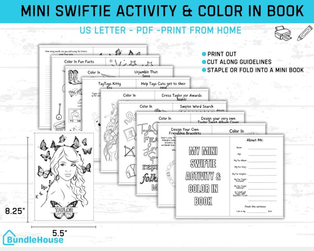 DIY Travel and Activity Booklet Color in Pages, Swiftie Activities, PDF ...