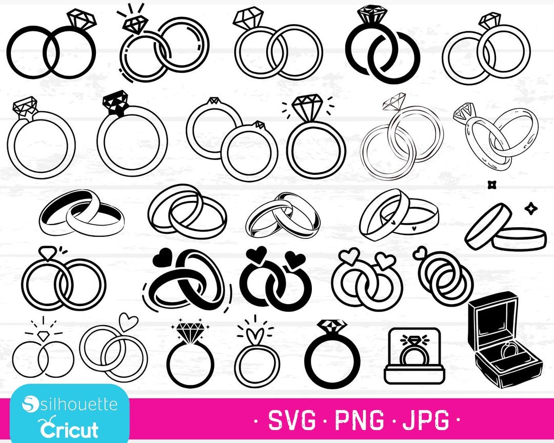 Wedding Rings Cut File Bundle, Rings Svgs, Bridal Svgs, Wedding Ring ...