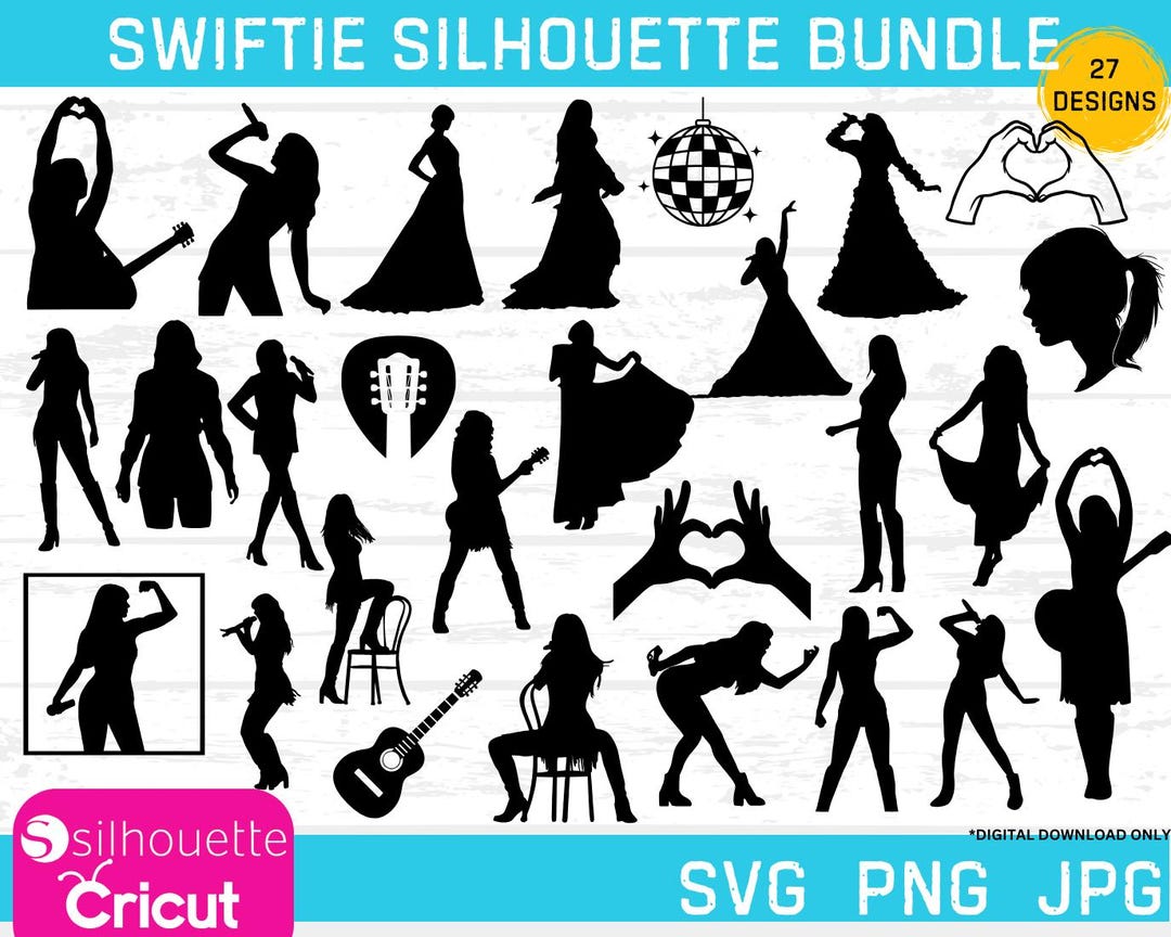 Swiftie Silhouette Bundle, SVG, PNG, JPG, Swiftie Vectors, Swiftie Svgs ...