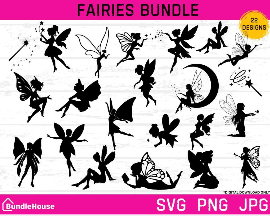 Bundle of Fairies Svgs, Pngs, Jpgs, Fairy Svgs, Fairy Cut Files ...