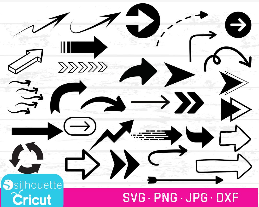 Arrow Bundle SVG, DXF, PNG Bundle, Arrows Svgs, Arrow Clipart, Arrow ...