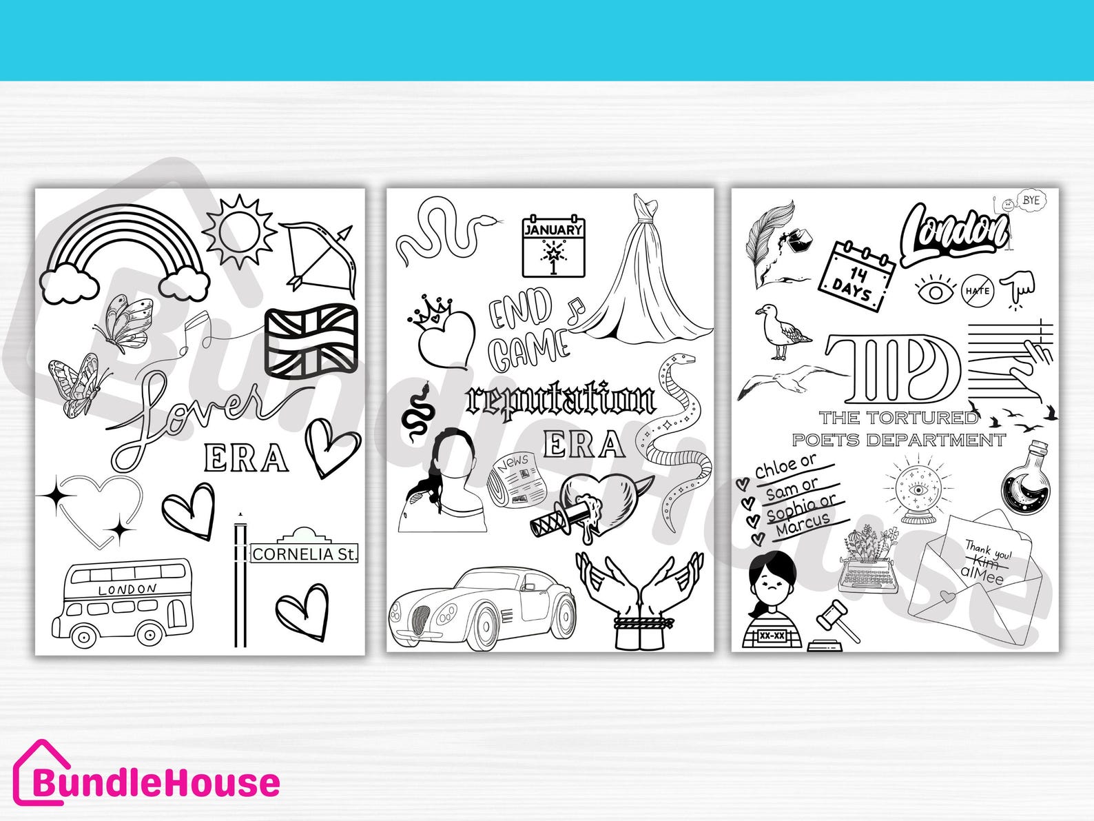 Eras Tour 11 Page Color Sheets Color Pages, Instant PDF Download swifty ...