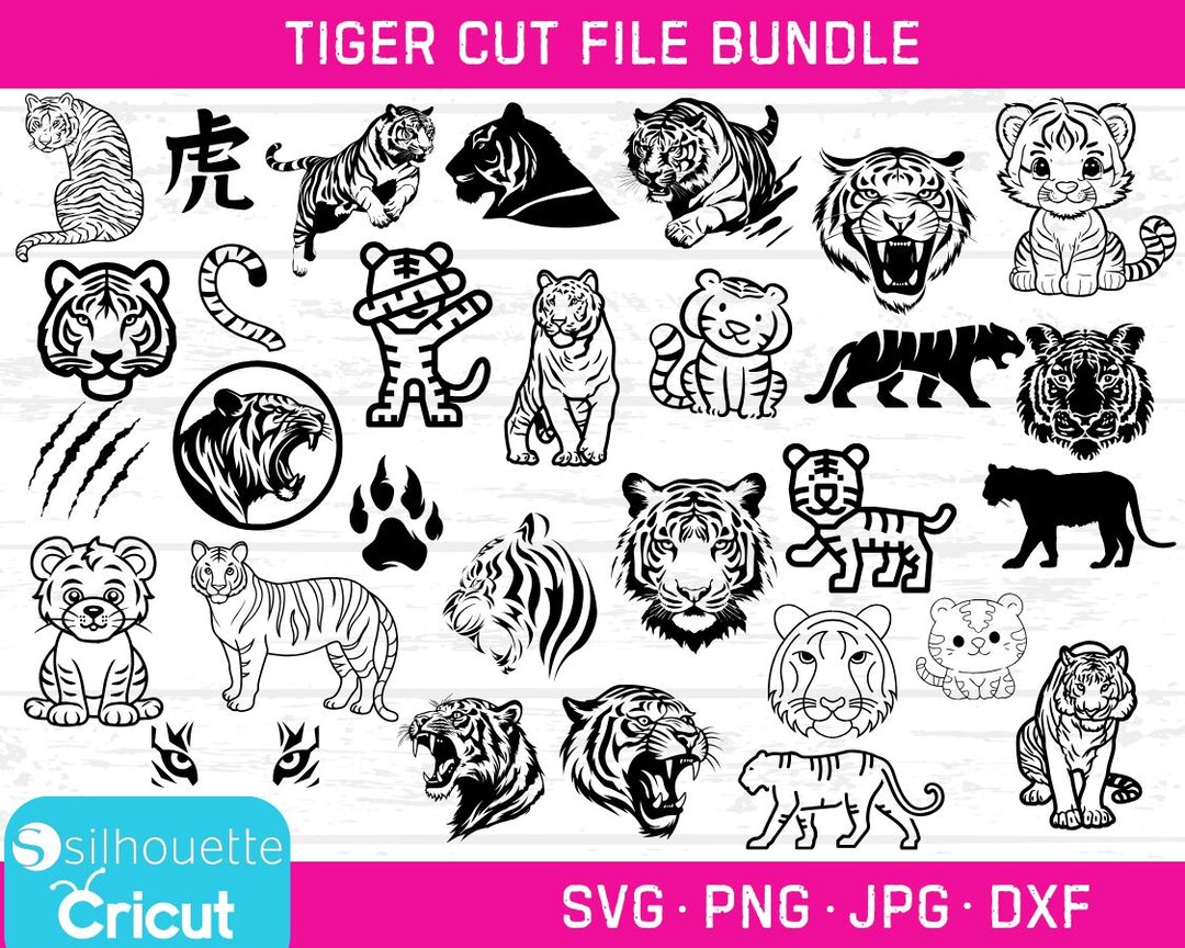 Tiger Cut File Bundle Svgs, Jpgs, Pngs, Dxfs, Tigers Svgs, Tiger Svg ...