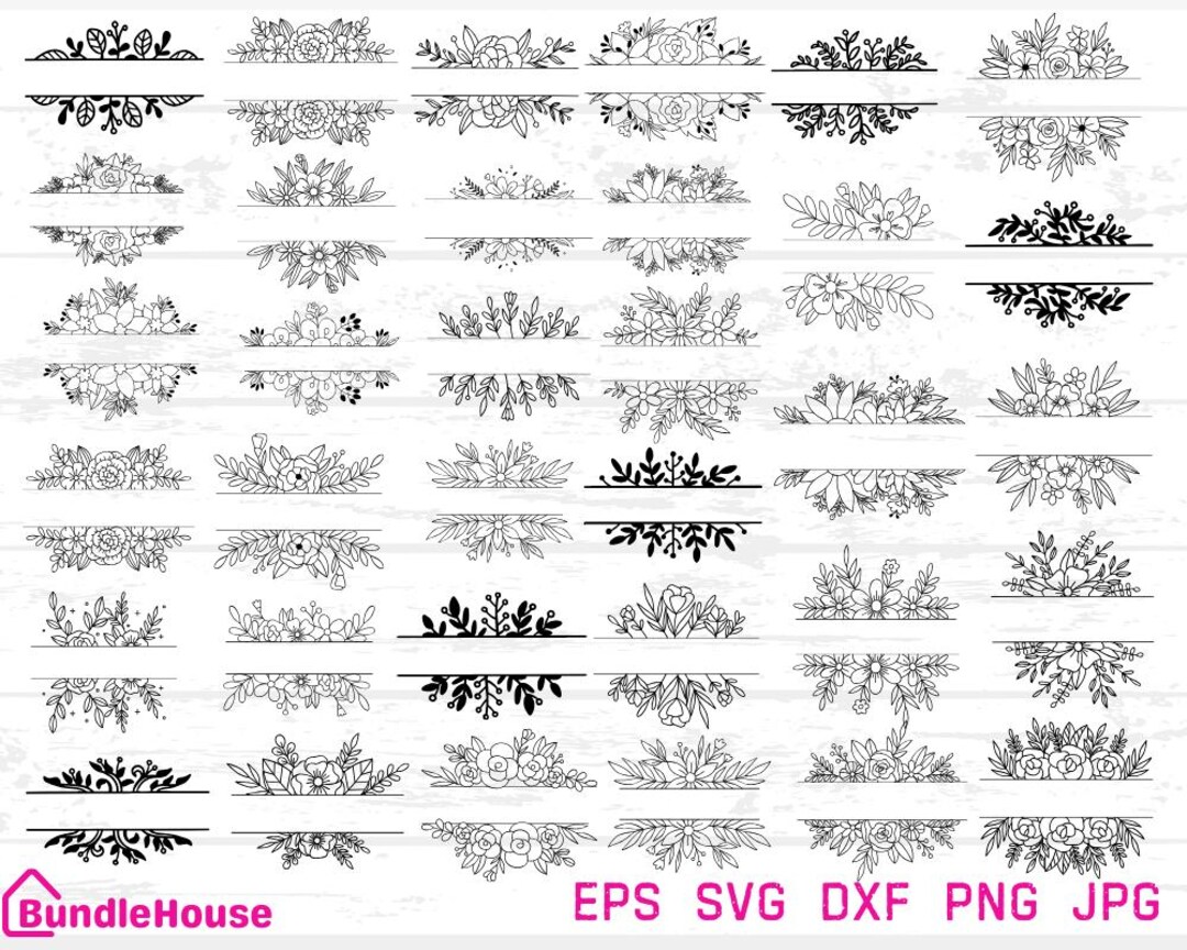 Floral Split Frames, Floral Frame Svg, Split Frame Cut File, Cricut ...