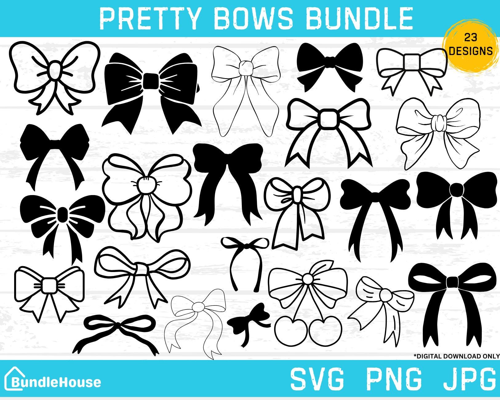 Bundle of Pretty Bows Svgs, Pngs, Jpgs, Bows Svgs, Coquette Bows Cut ...