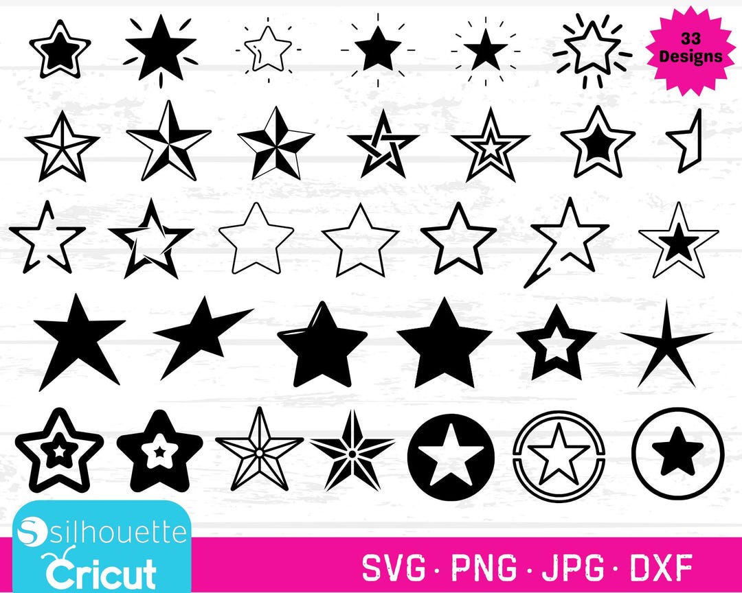 Five Point Star Bundle, 5 Point Star Cut Files, Stars Vector Bundle ...