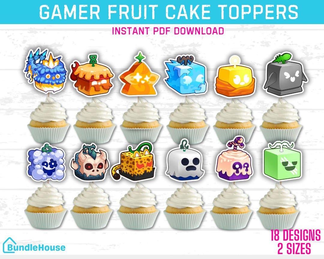 Gamer Fruit Cupcake Toppers - PDF Download -blox Party Props, Gamers ...