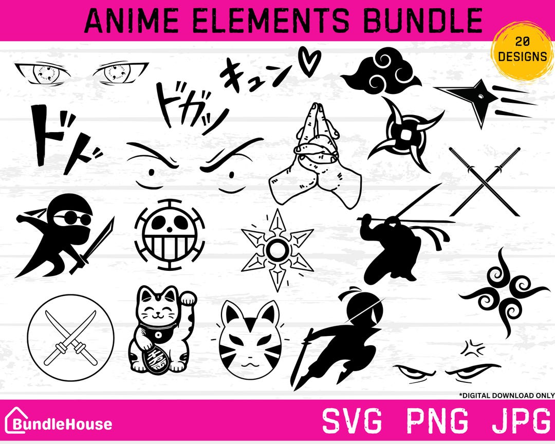 Anime Elements SVG, PNG, JPG, Anime Svg, Anime Cut Files, Anime ...