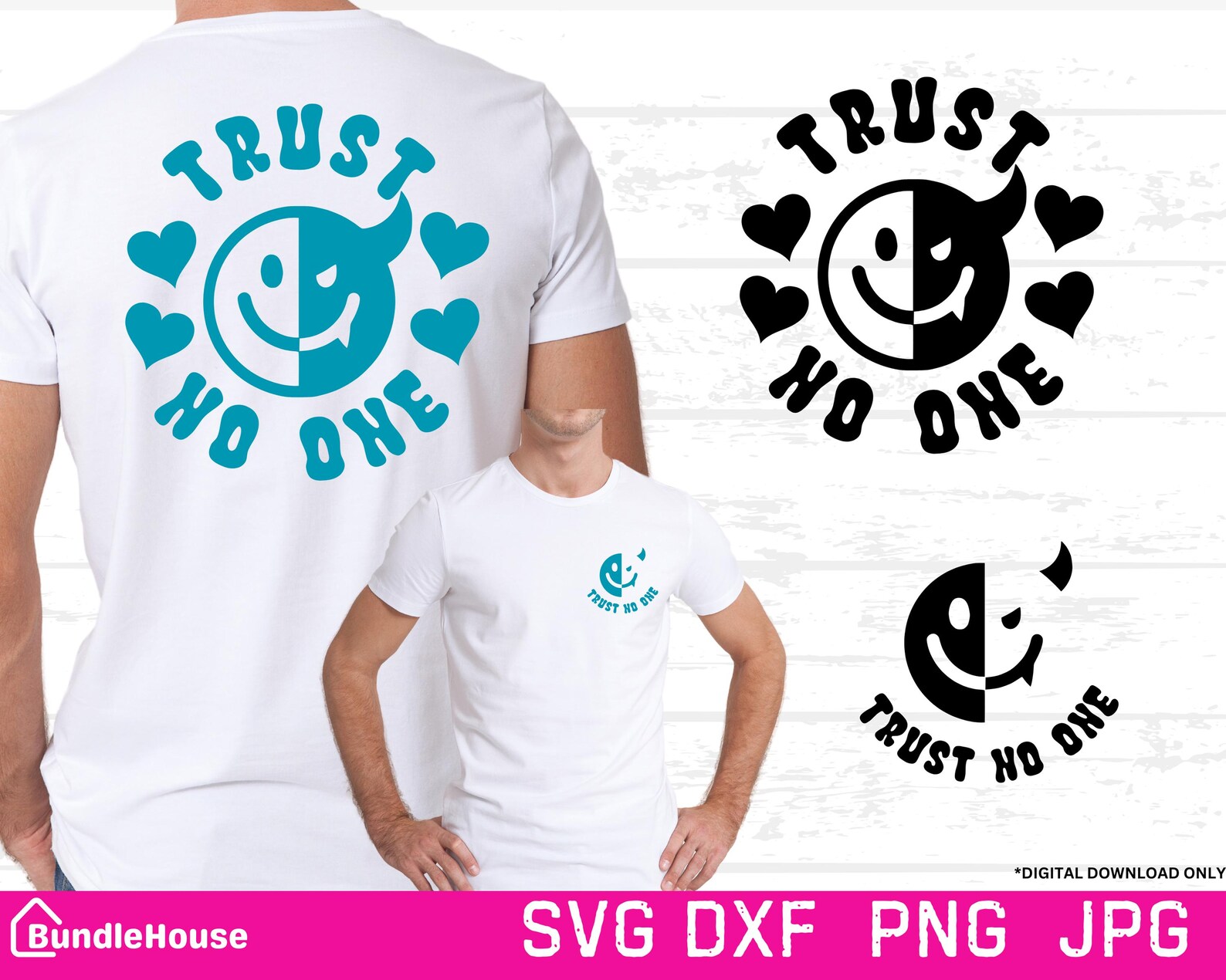 Trust No One SVG, PNG, DXF, Trust Noone Svg, Wicked Face Svgs, Trust ...