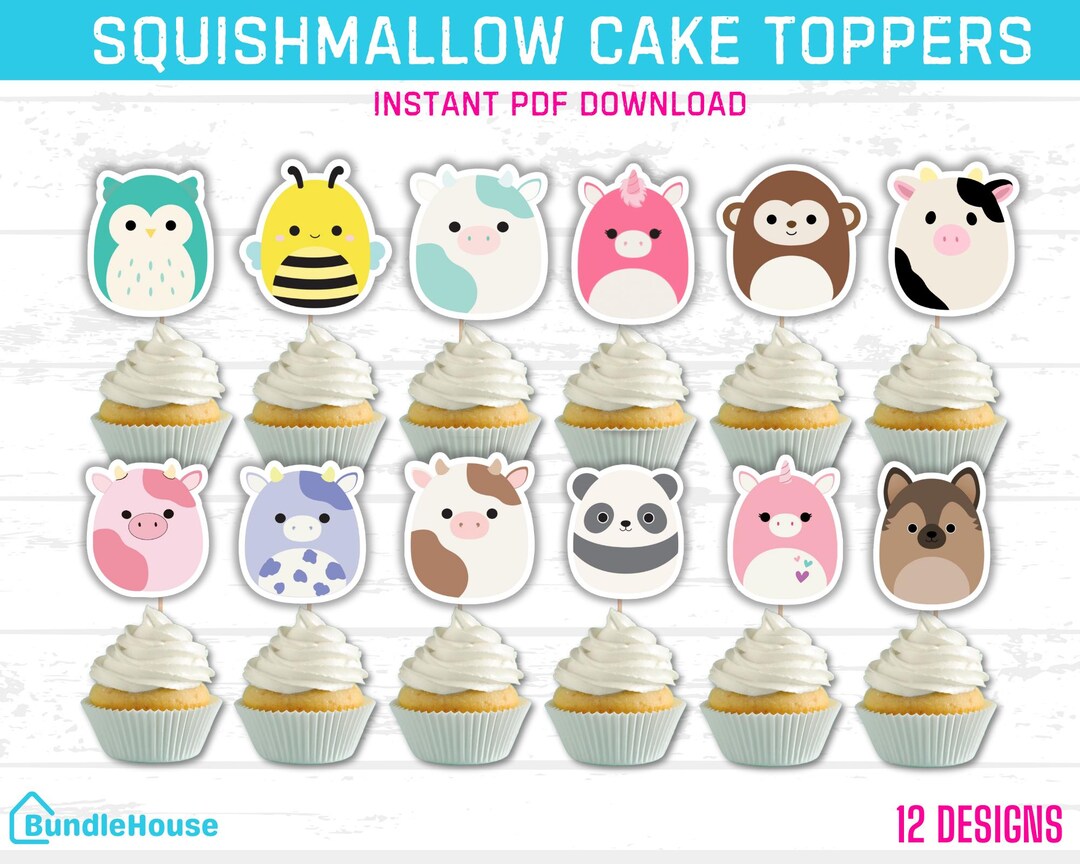 Squish Mallow Inspired Cupcake Toppers PDF Download Squish Mallow Party ...