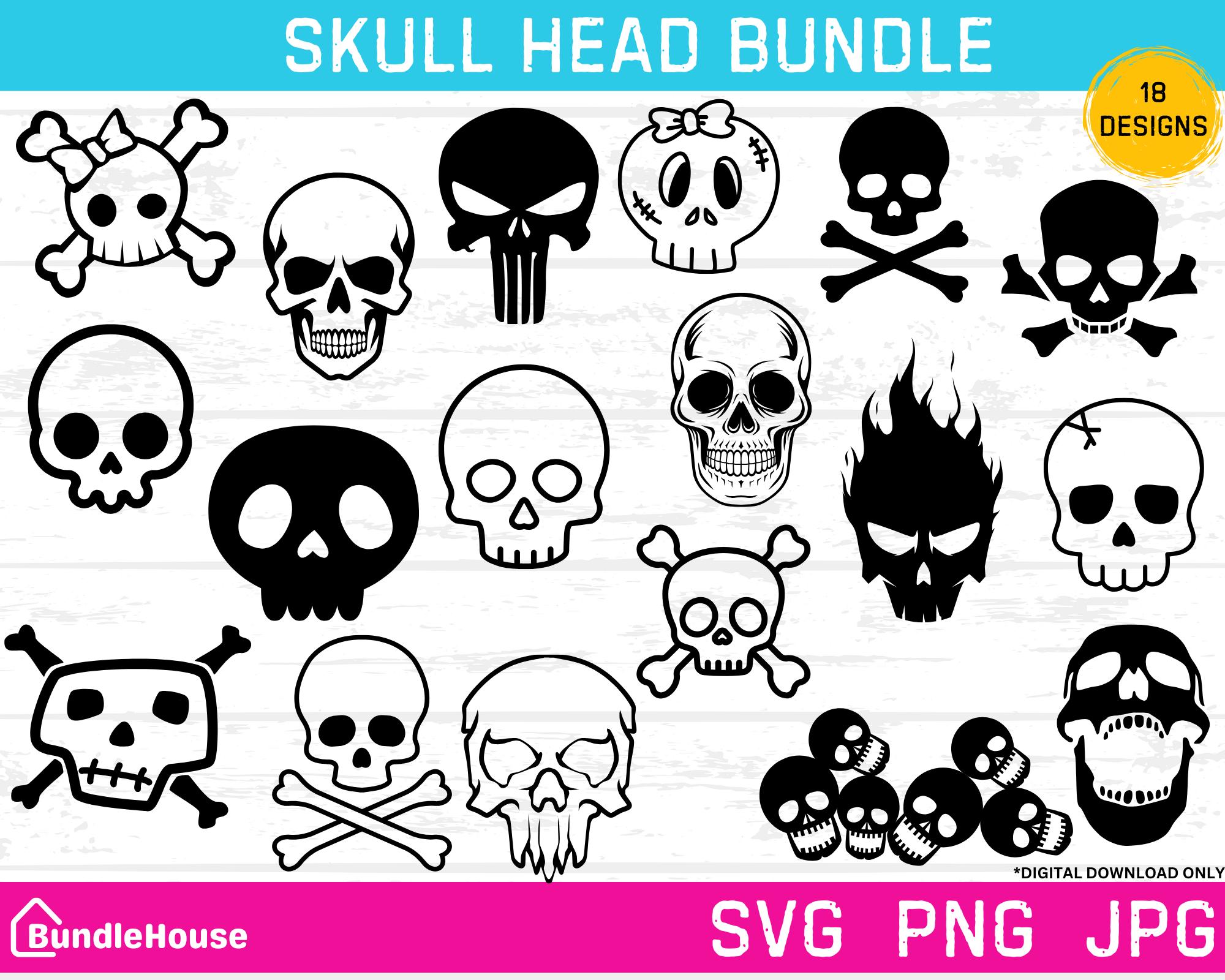 Bundle of Skulls, Svgs, Pngs, Jpgs, Skull Head Svgs, Skull Svgs, Tattoo ...