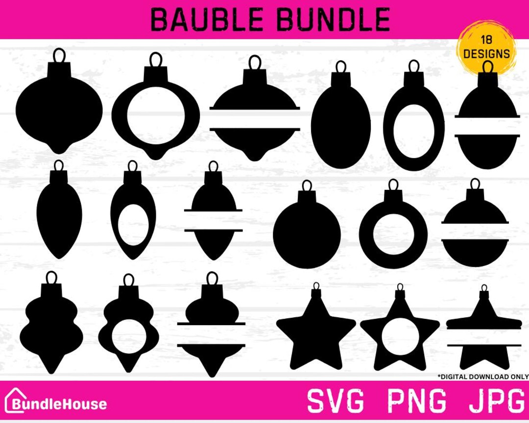 Christmas Baubles Bundle, SVG, PNG, JPG, Bauble Cut Files, Christmas ...