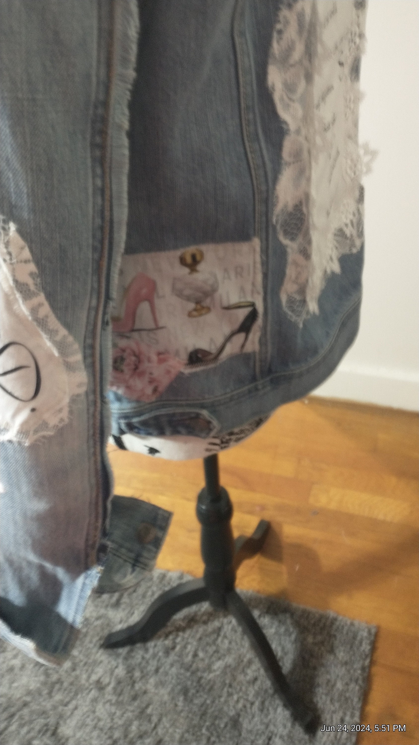 Boho Bible Scripture Denim Jacket Patchwork Shabby Chic Artwork ...