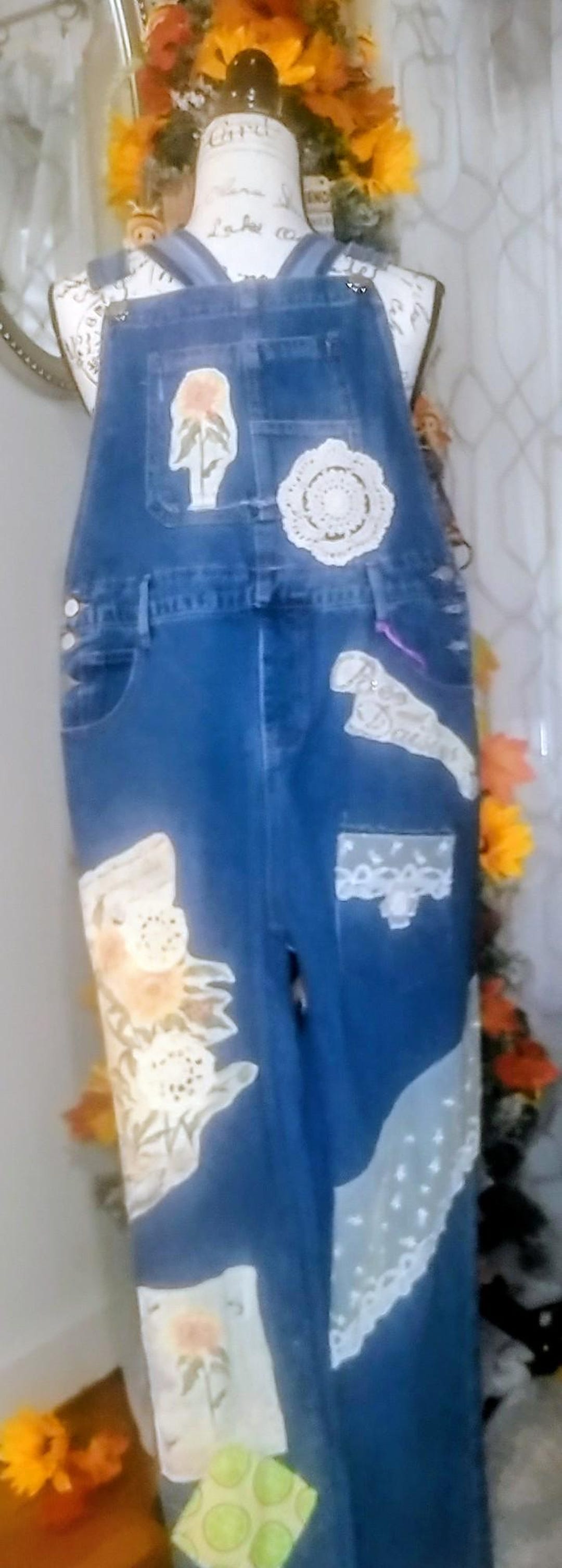 Redneck Princess Upcycled Bib Overalls, Patchwork Art, Festival, Boho ...