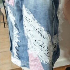 Boho Bible Scripture Denim Jacket Patchwork Shabby Chic Artwork ...