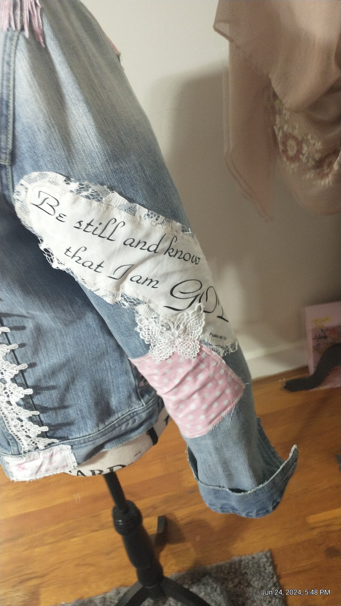 Boho Bible Scripture Denim Jacket Patchwork Shabby Chic Artwork ...