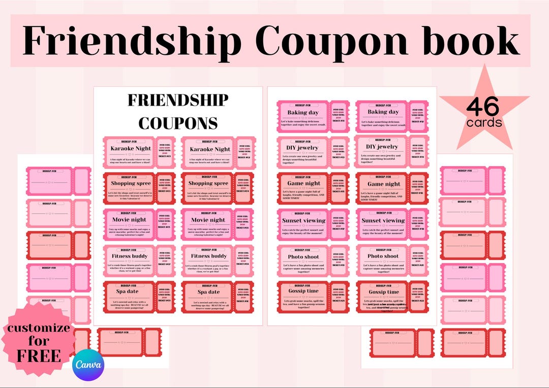Printable Friendship Coupon Book | Canva Template | Best Friend Gift ...