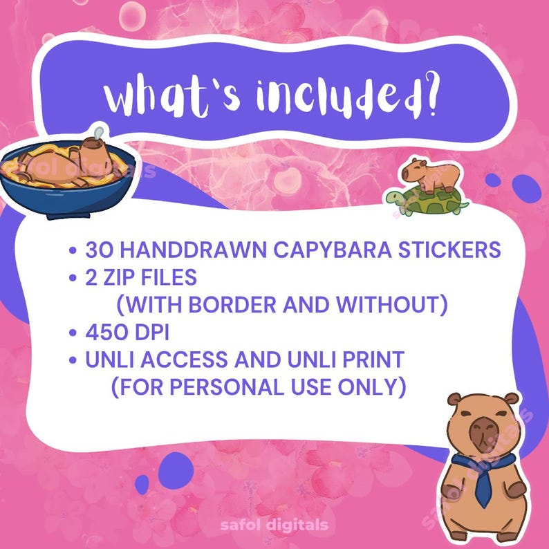 Capybara Digital Stickers Capybara Stickers Digital Handdrawn Stickers ...