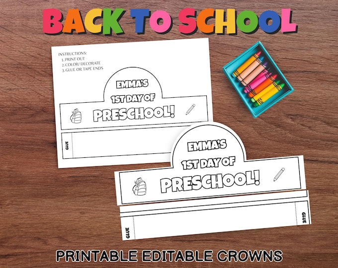 First Day of School Crowns - Back to School Activity - Etsy Canada