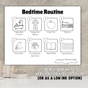 Bedtime Routine Chart Printable | Bedtime Checklist Visual Guide ...