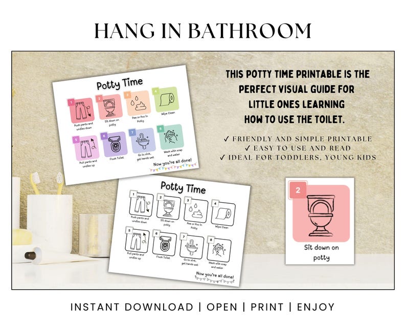 Printable Potty Time Sequence | Toilet Training Checklist Printable ...