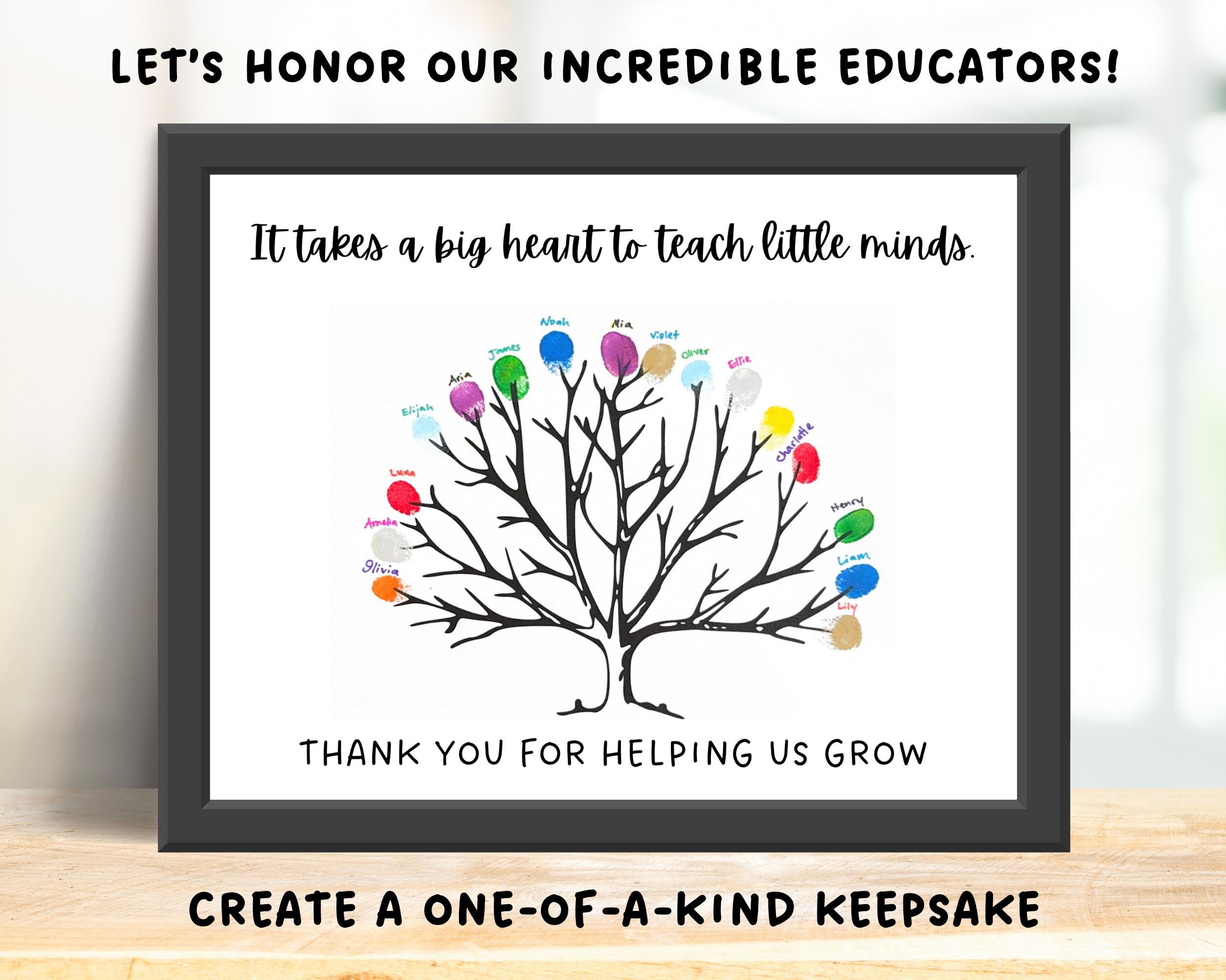 Teacher Appreciation Fingerprint Tree | Thumbprint Art Printable ...