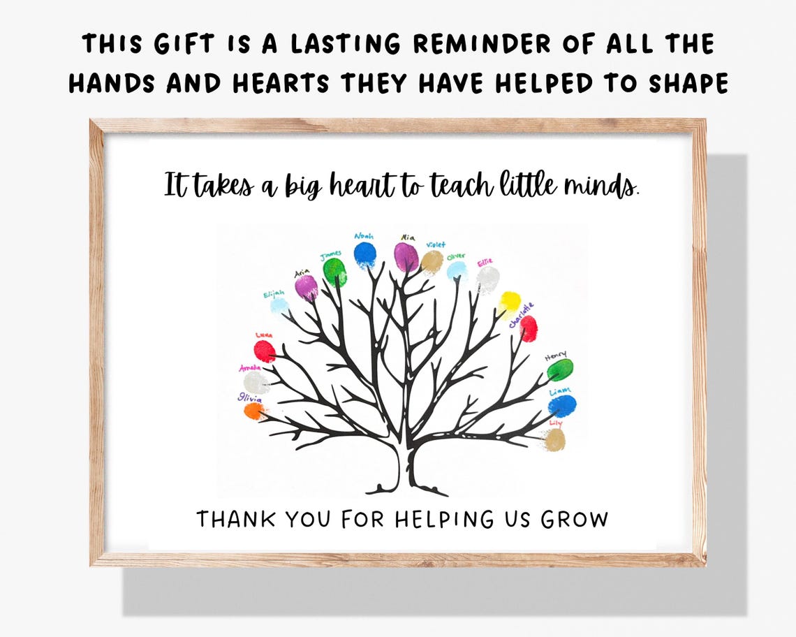 Teacher Appreciation Fingerprint Tree | Thumbprint Art Printable ...