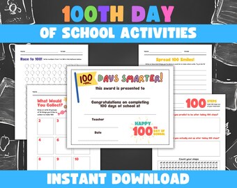 100 Days of School Printable Bundle | 100 Days Smarter Certificate With ...