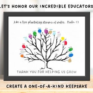 Teacher Appreciation Gift | Thumbprint Art Fingerprint Tree | Printable ...