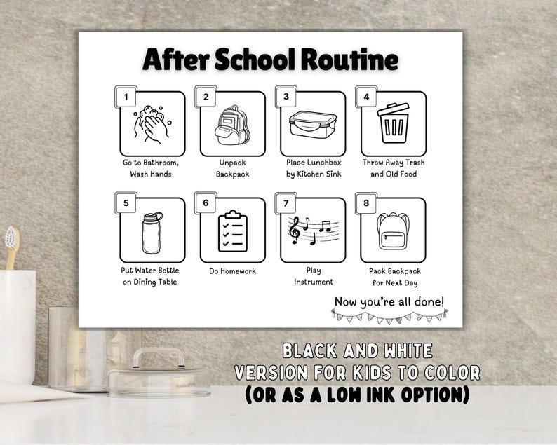 After School Chart Printable | After School Checklist Visual Guide ...