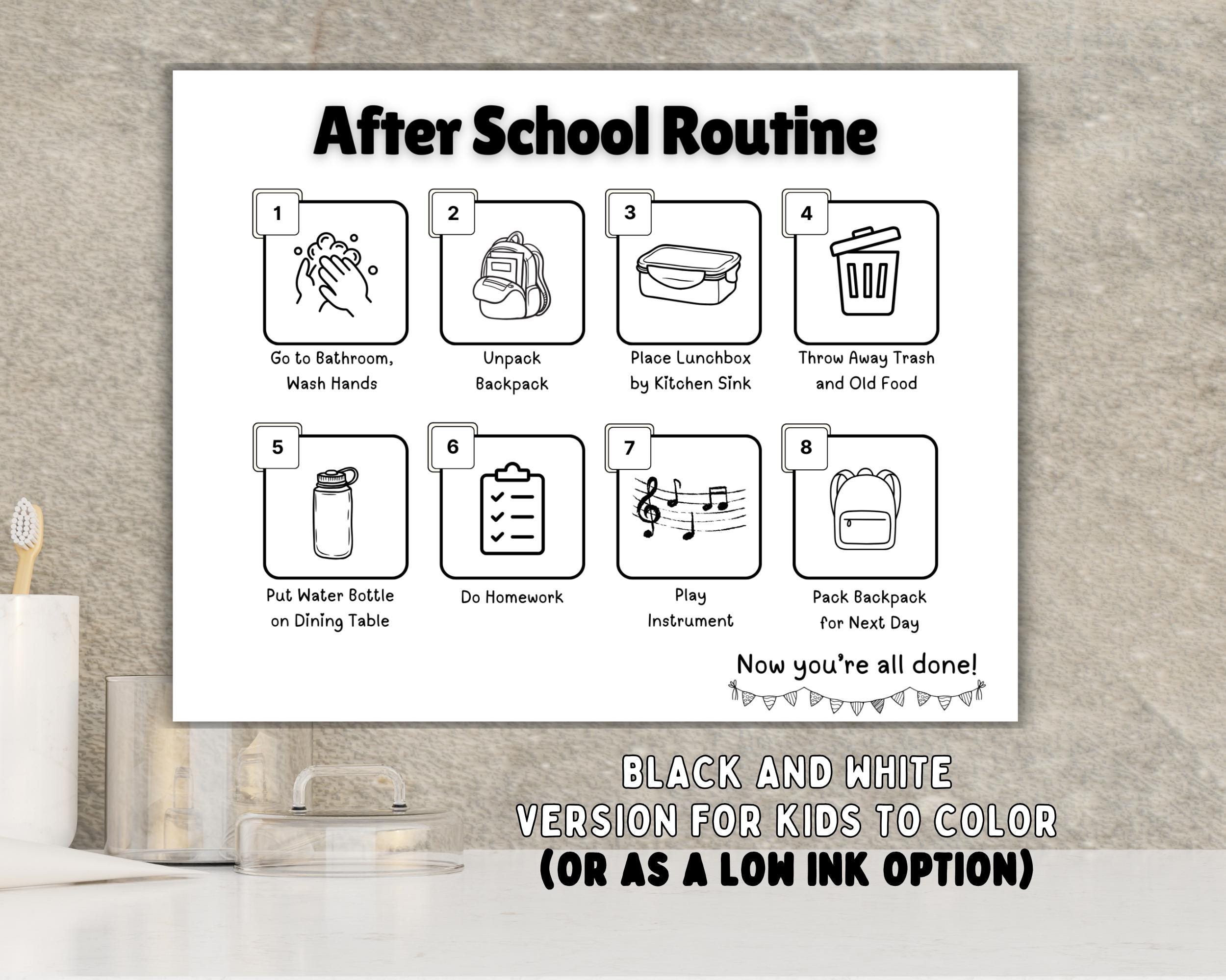 After School Chart Printable | After School Checklist Visual Guide ...