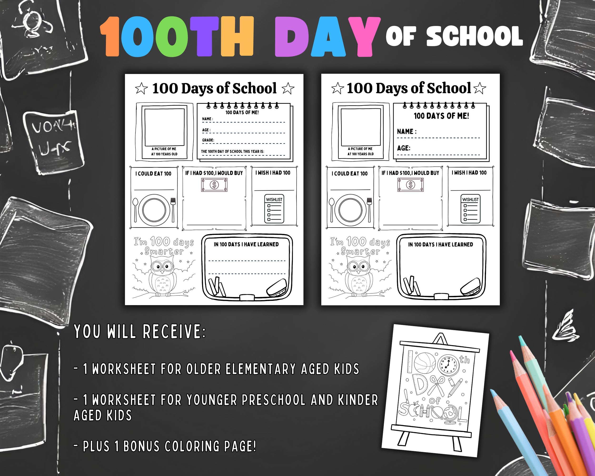 Printable All About Me on 100th Day of School | 100 Days of School ...