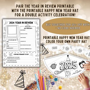 Printable Happy New Year Hat | 2025 Kids Activities | NYE Paper Party ...