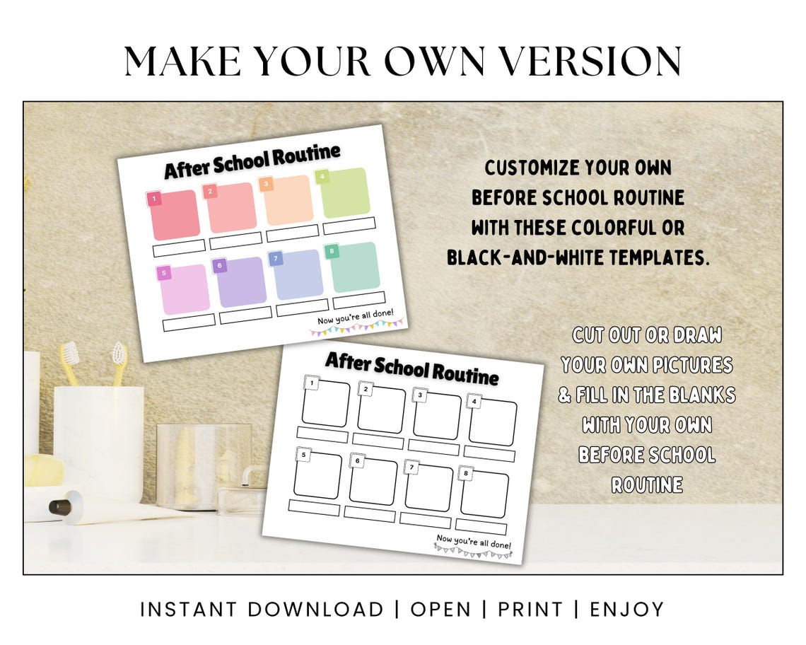 After School Chart Printable | After School Checklist Visual Guide ...