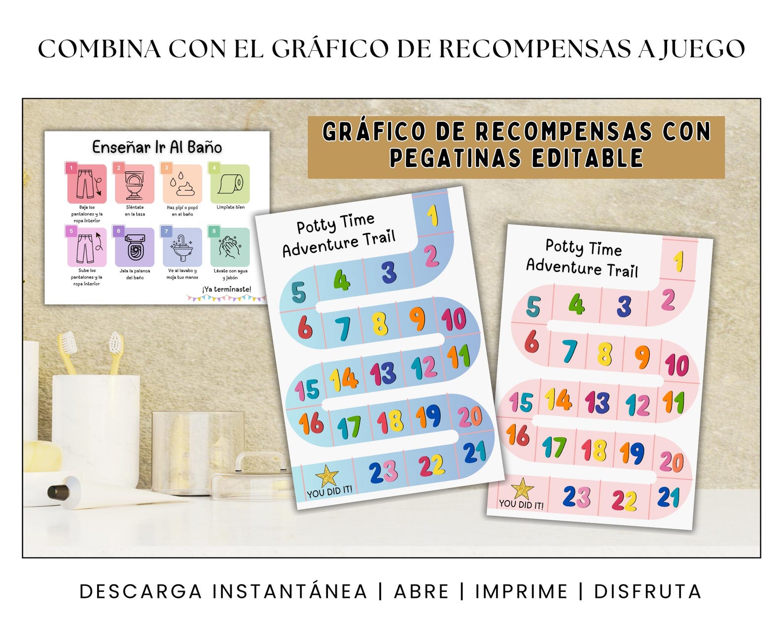 Spanish Potty Training Chart, Visual Routine, Enseñar Ir Al Baño ...