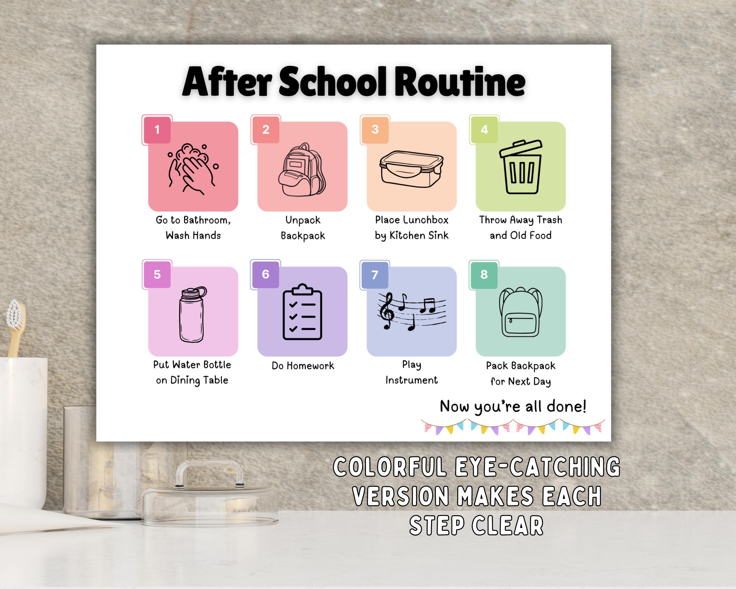 After School Chart Printable | After School Checklist Visual Guide ...