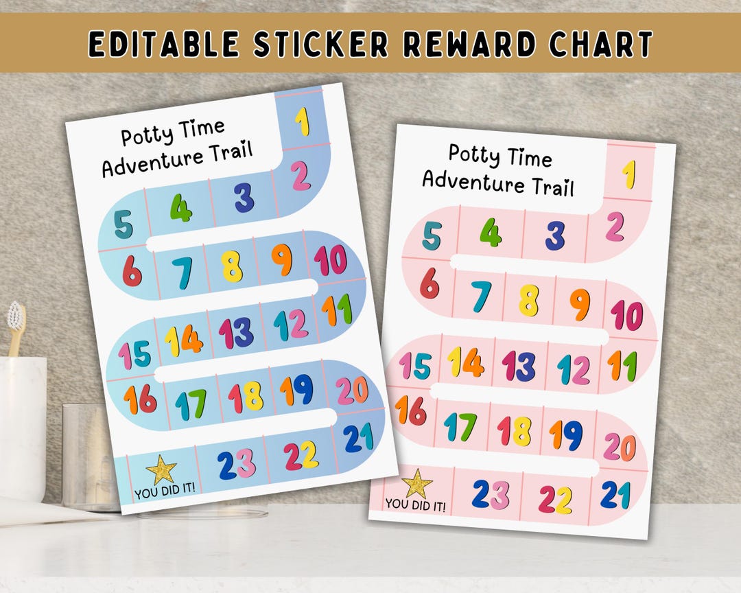 Editable Potty Training Sticker Reward Chart Printable | Custom Toddler ...