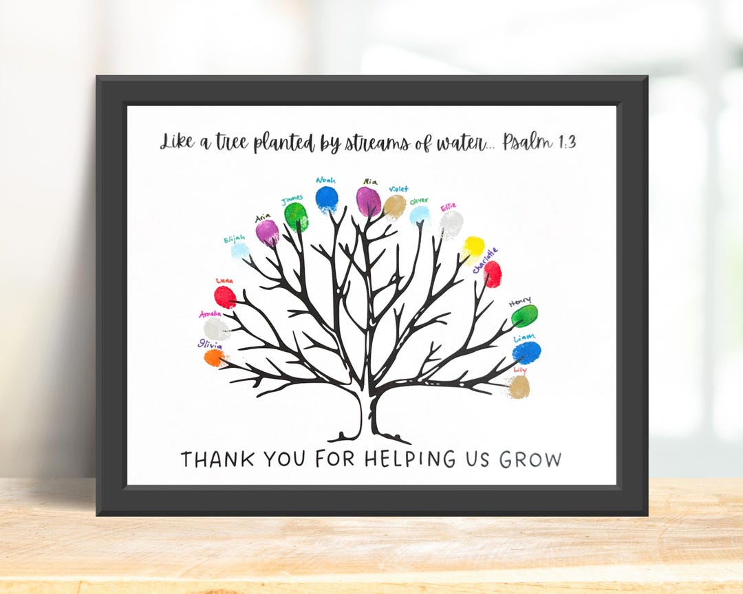 Teacher Appreciation Gift | Thumbprint Art Fingerprint Tree | Printable ...
