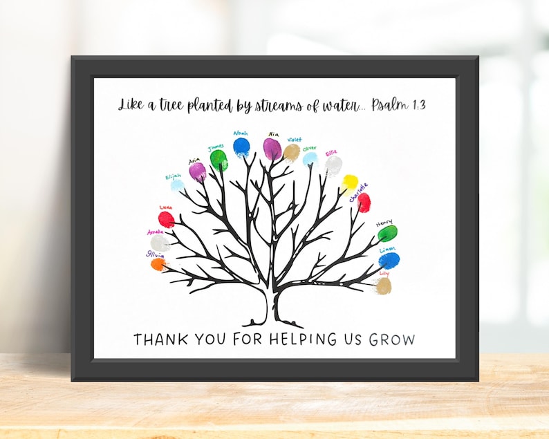 Teacher Appreciation Gift | Thumbprint Art Fingerprint Tree | Printable ...