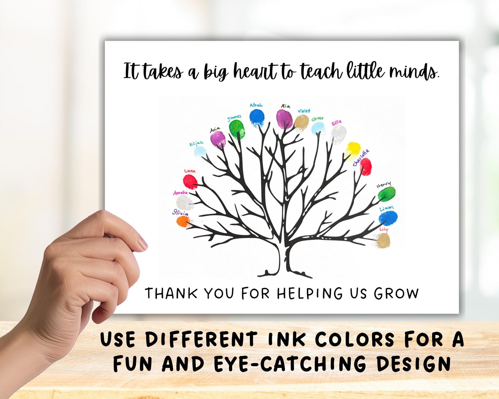 Teacher Appreciation Fingerprint Tree | Thumbprint Art Printable ...