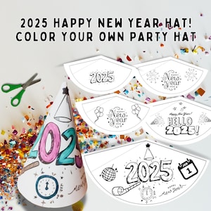 Printable Happy New Year Hat | 2025 Kids Activities | NYE Paper Party ...
