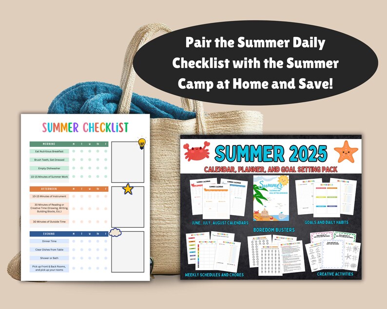 Editable Summer Checklist for Kids | Morning, Afternoon, Evening ...
