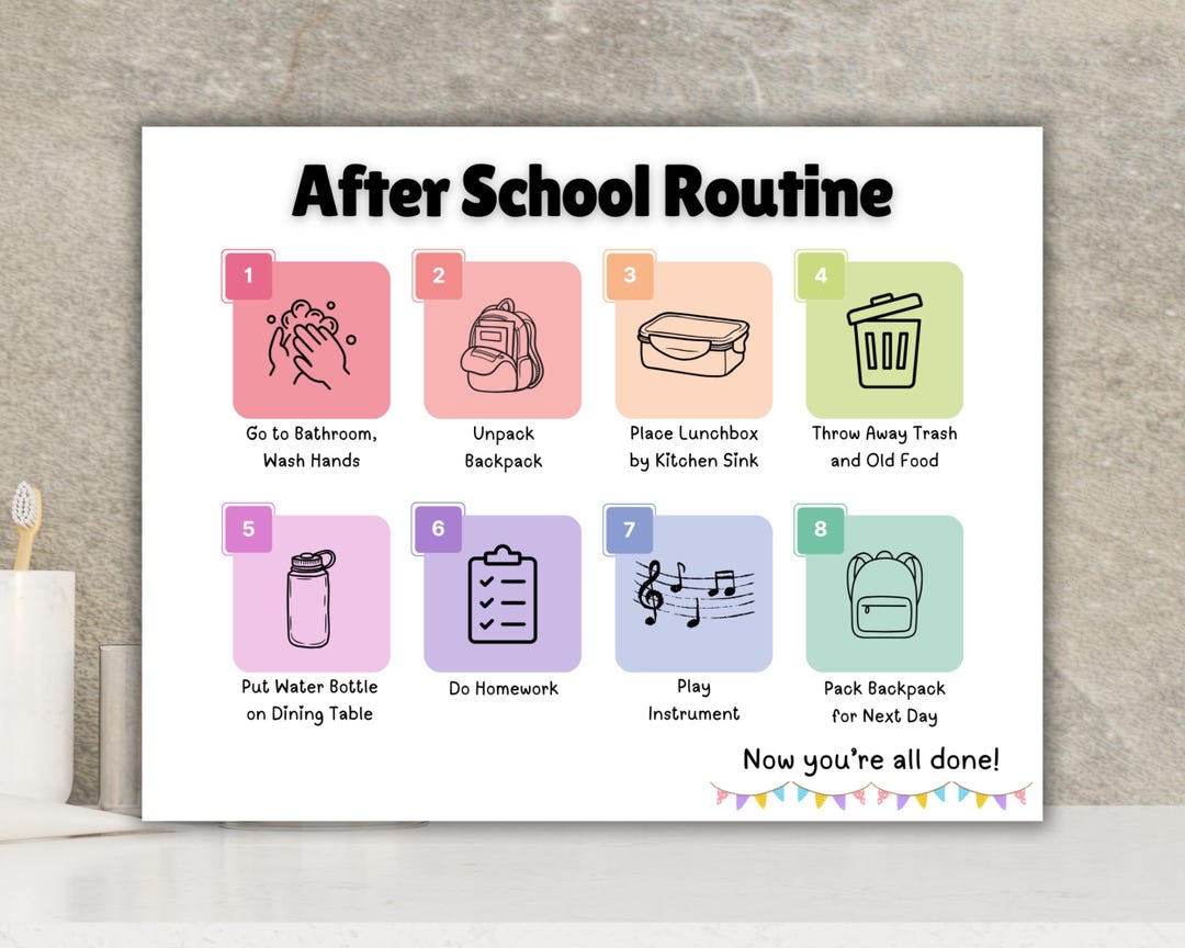 After School Chart Printable | After School Checklist Visual Guide ...
