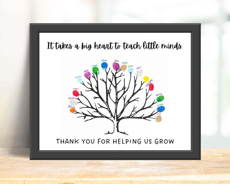 Teacher Appreciation Fingerprint Tree | Thumbprint Art Printable ...