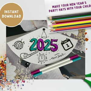 Printable Happy New Year Hat | 2025 Kids Activities | NYE Paper Party ...