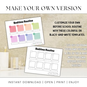 Bedtime Routine Chart Printable | Bedtime Checklist Visual Guide ...