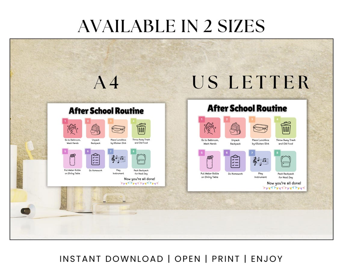 After School Chart Printable | After School Checklist Visual Guide ...