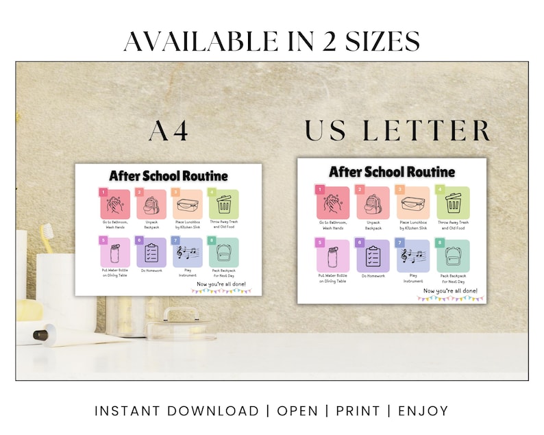 After School Chart Printable | After School Checklist Visual Guide ...